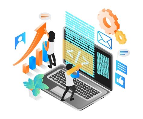 Premium Vector Isometric Style Illustration Of A Programmer Working