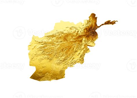 Afghanistan Map Golden Metal Color Height Map 3d Illustration 33648556 Png