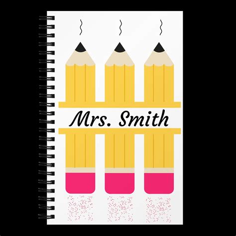 Custom Name Teacher Pencil Notebook Etsy