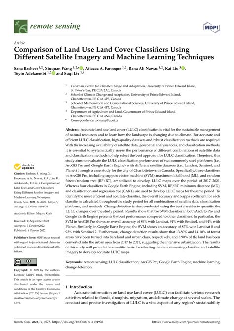 Pdf Comparison Of Land Use Land Cover Classifiers Using Different Satellite Imagery And