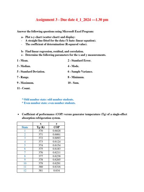 Assignment 3 Due Date 4 1 2024 130 Pm Pdf Errors And Residuals Coefficient Of