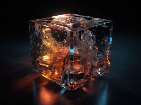 Premium Ai Image Futuristic Glass Cube Background Generative Ai Technology