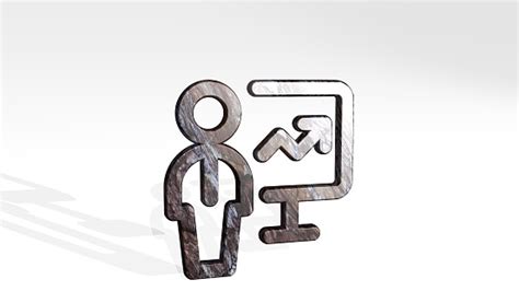 성능 사용자 그래프 는 두 개의 조명으로 그림자를 캐스팅합니다 부드러운 질감의 흰색 배경 위에 금속 조각의 3d 그림 에디토리얼 및 비즈니스 2차 도형에 대한 스톡 사진 및