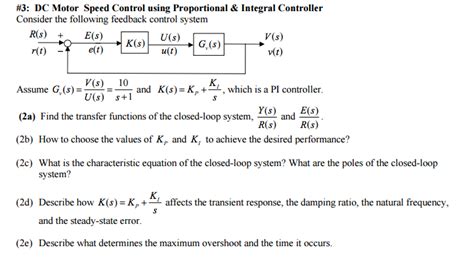 Solved Consider The Following Feedback Control System Assume Chegg