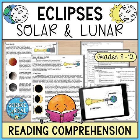 Lunar And Solar Eclipses Reading Comprehension Science Is Real