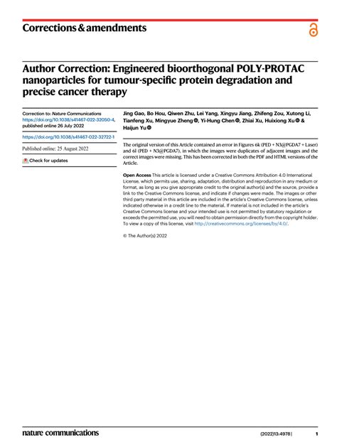 Pdf Author Correction Engineered Bioorthogonal Poly Protac Nanoparticles For Tumour Specific