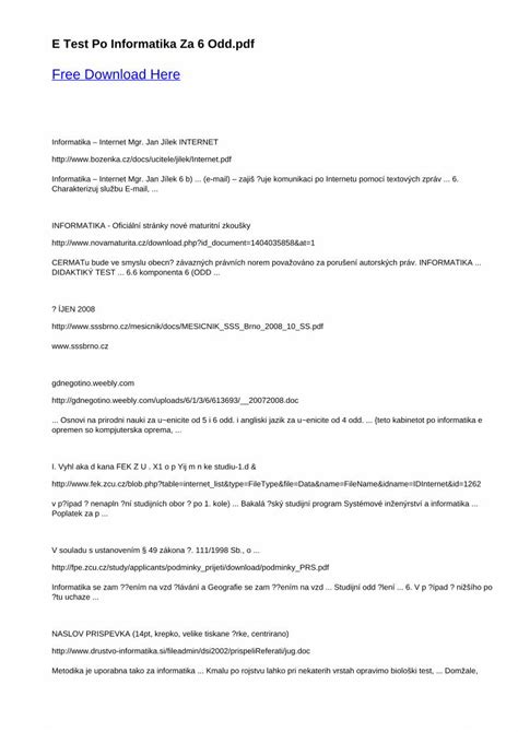 Pdf E Test Po Informatika Za 6 Odd · Pdf Filee Test Po Informatika