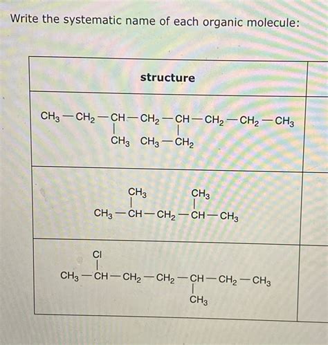 Solved Write The Systematic Name Of Each Organic Molecule