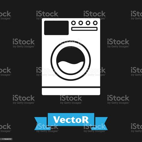 검은 색 배경에 격리 된 흰색 와셔 아이콘입니다 세탁기 아이콘입니다 옷 세탁기 세탁기 가전 제품 기호입니다 벡터 일러스트레이션 가사 집안일에 대한 스톡 벡터 아트 및 기타