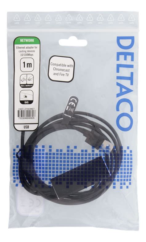 Deltaco Ethernet Sovitin Mediatoistimia Varten Usb Rj45 Musta Deltaco Cast Ethernet Data
