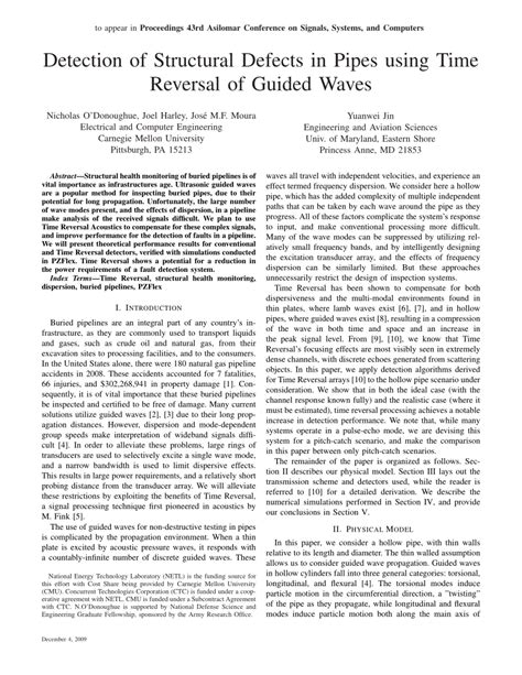 PDF Detection Of Structural Defects In Pipes Using Time Reversal Of Guided Waves