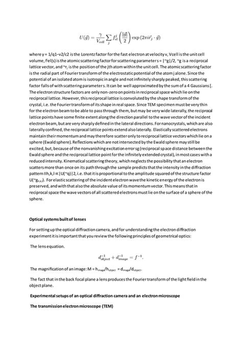Analysis Of Diffraction Patterns Generated Through Tem Docx
