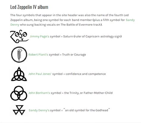 Led Zeppelin Symbols Meanings