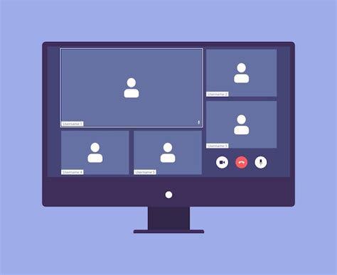 데스크톱의 화상 회의 및 회의 애플리케이션을 위한 화상 통화 프로그램 창 Ui Ux 템플릿 프리미엄 벡터