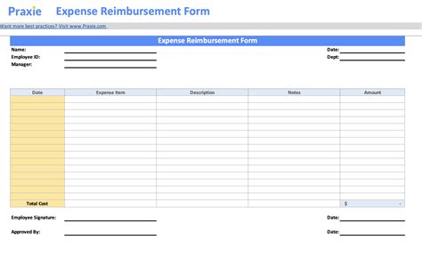Expense Reimbursement Form Human Resources Software Online Tools