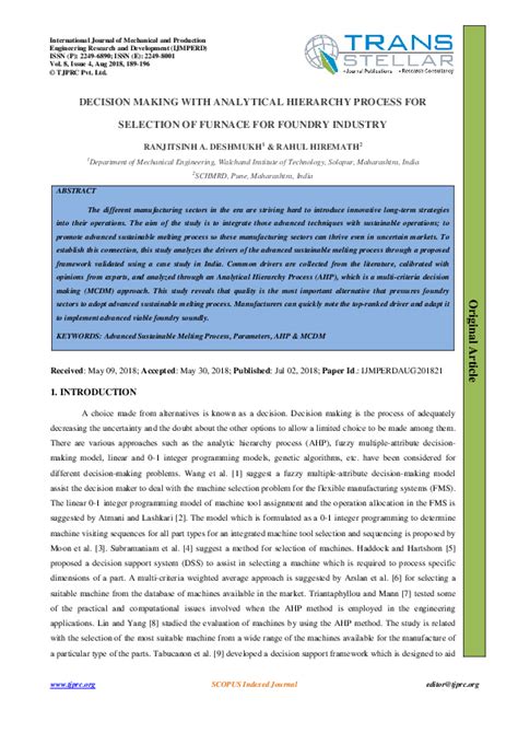 Pdf Decision Making With Analytical Hierarchy Process For Selection