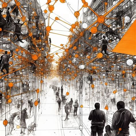 Premium Ai Image A Drawing Of People On Scaffolding With A Yellow