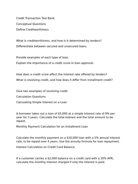 Credit Transaction Test Bank Pdf