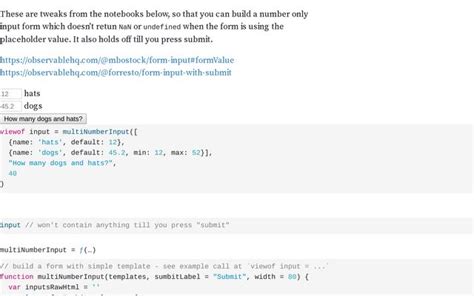 Multi Number Input Form Kieranpringle Observable