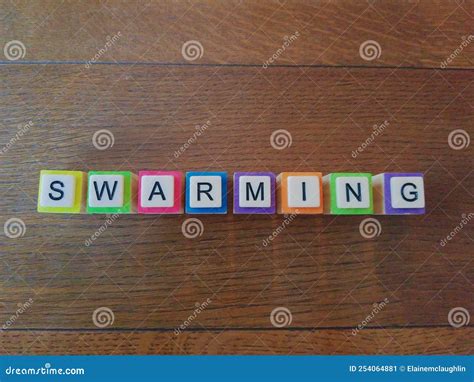 Swarming Word In Colorful Letters On Wood Background Stock Image Image Of Text Feature 254064881