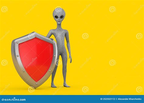 Scary Gray Humanoid Alien Cartoon Character Person Mascot With Red