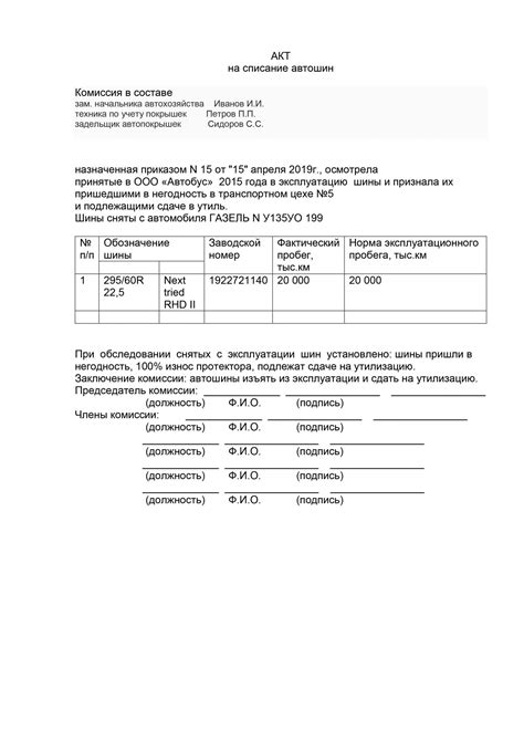 Образец акта на списание огнетушителей образец