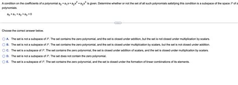 Solved A Condition On The Coefficients Of A Polynomial