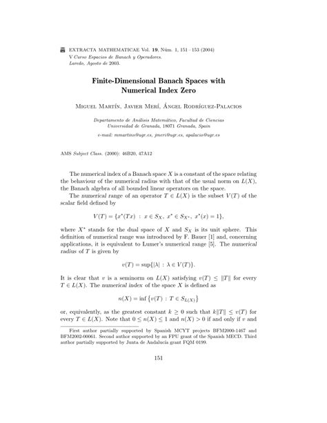 Pdf Finite Dimensional Banach Spaces With Numerical Index Zero