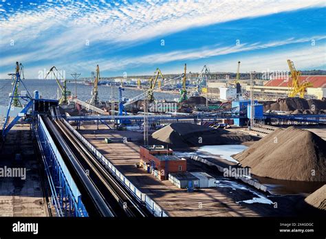 Port Stacking And Loading Fixed Belt Conveyor System At Dry Bulk Cargo Terminal Coal Harbor