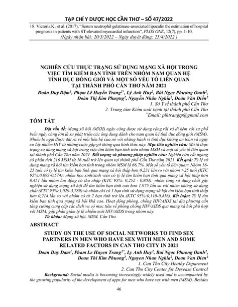 Pdf Study On The Use Of Social Networks To Find Sex Partners In Men