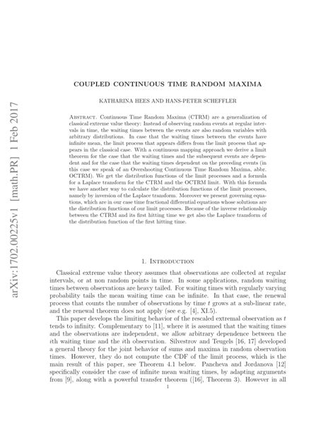 Pdf Coupled Continuous Time Random Maxima