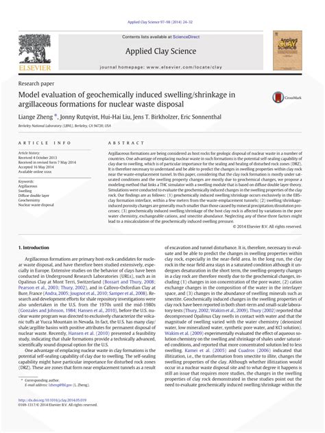 Pdf Evaluating The Geochemically Induced Swelling Shrinkage Of The