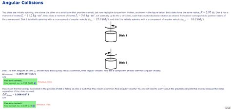 Solved Angular Collisions Two Disks Are Initially Spinning