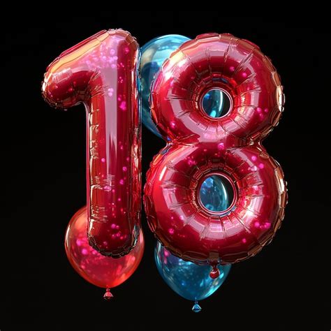 A Red And Blue Balloon With The Number 16 On It Premium Ai Generated