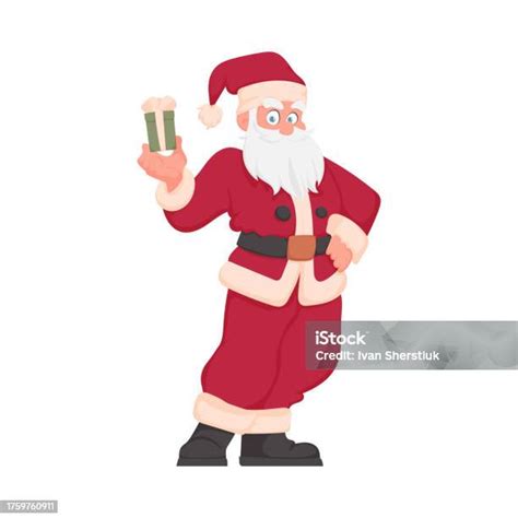 빨간 새해 정장에 큰 흰 수염을 가진 산타 클로스 만화 스타일 12월에 대한 스톡 벡터 아트 및 기타 이미지 12월 12월 31일 계절 Istock