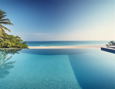 Luxury Infinity Pool Overlooking Beach Premium Ai Generated Image