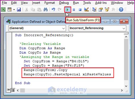 Fixed Excel Application Defined Or Object Defined Error In Vba