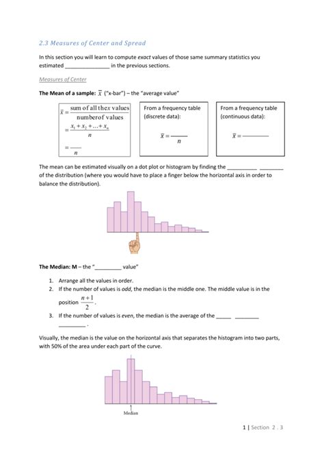 2 3 Measures Of Center And Spread