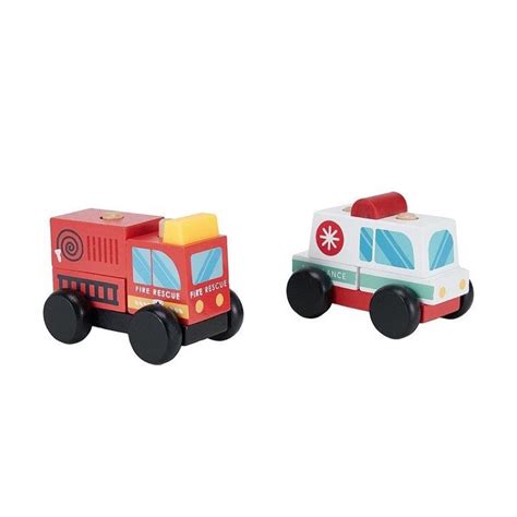 Anko Wooden Stacking Emergency Vehicles Hobbies And Toys Toys And Games