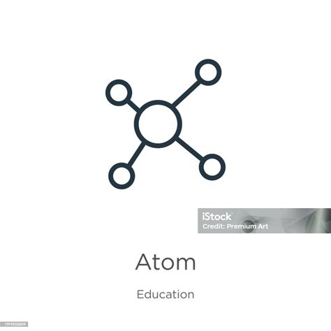 원자 아이콘입니다 교육 컬렉션에서 흰색 배경에 격리 된 얇은 선형 원자 윤곽선 아이콘입니다 선 벡터 원자 기호 웹 및 모바일 기호 0명에 대한 스톡 벡터 아트 및 기타