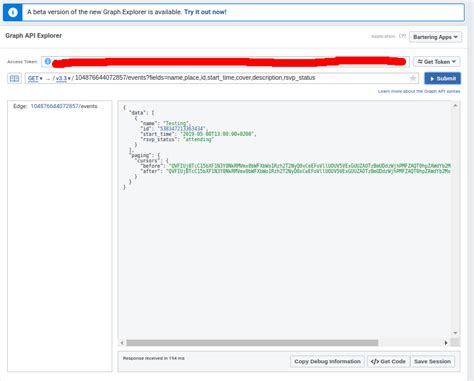 Facebook Graph Api Userevents Returns Empty Array Stack Overflow