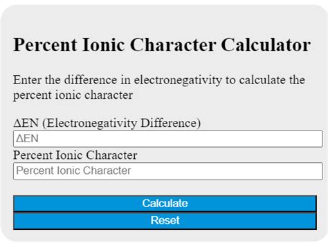 Percent Ionic Character Calculator Calculator Academy