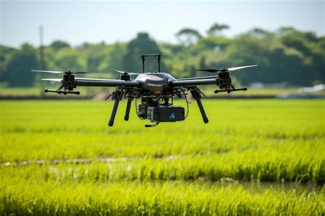 Networked Agricultural Drones Monitoring Crop Health Premium Ai Generated Image