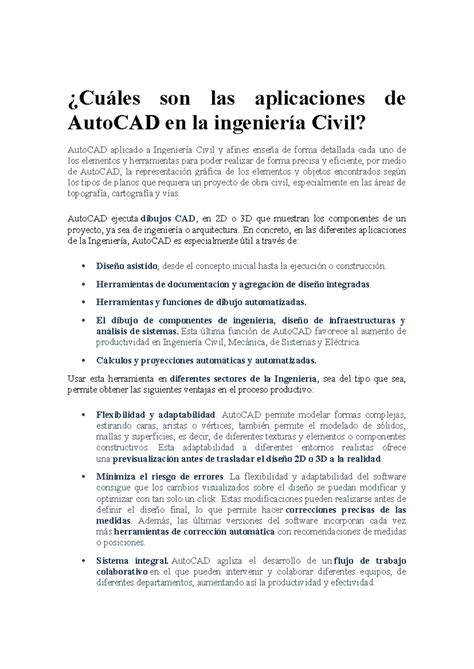 Cuáles Son Las Aplicaciones De Auto Cad En La Ingeniería Civil ¿cuáles Son Las Aplicaciones De