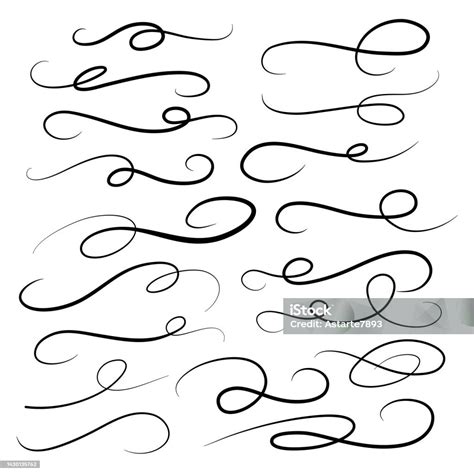 캘리그래피 스우쉬 테일 세트 밑줄 마커 스트록 스포츠 로고 타이포그래피 요소 문자 메시지 편지 꼬리 편지 벡터 일러스트 레이 션 개체 그룹에 대한 스톡 벡터 아트 및 기타
