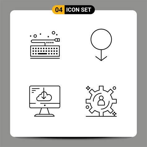 Set Of 4 Modern Ui Icons Symbols Signs For Board Driver Keypad Man