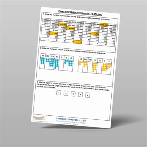 Year 6 Read And Write Numbers To 10 000 000 Homework Resource Classroom Secrets