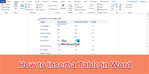 How To Insert A Table In Word