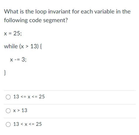 Solved What Is The Loop Invariant For Each Variable In The