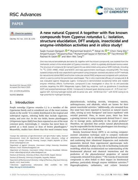 Pdf A New Natural Cyperol A Together With Five Known Compounds From